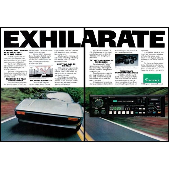 Sansui | Art | 983 Sansui Cx91 Car Stereo Silver Ferrari 2 Page Vintage ...
